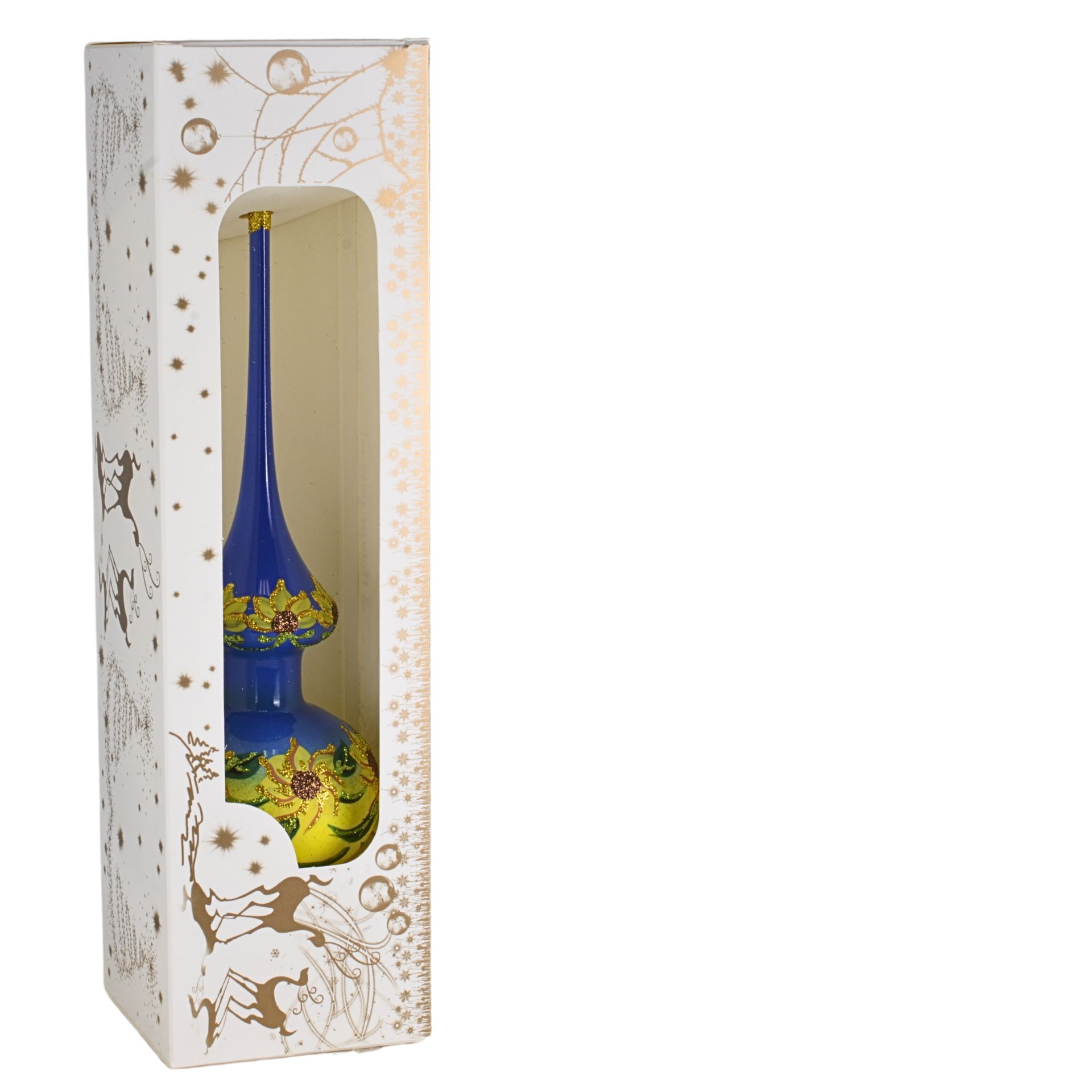 Christmas Ornaments World. Yellow and Blue Glass Christmas Tree Topper ...