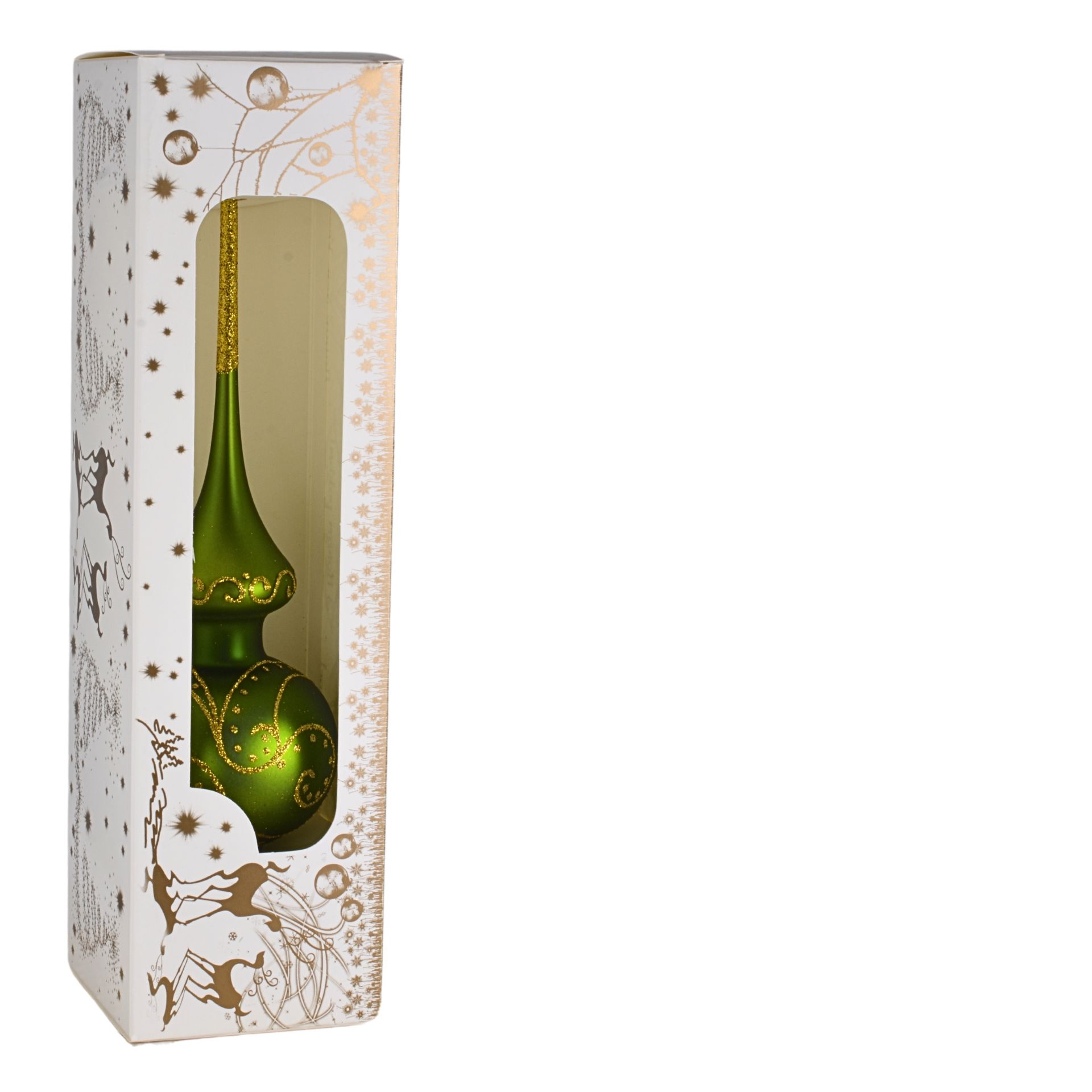 Christmas Ornaments World. Green Hand Blown Glass Christmas Tree Topper ...