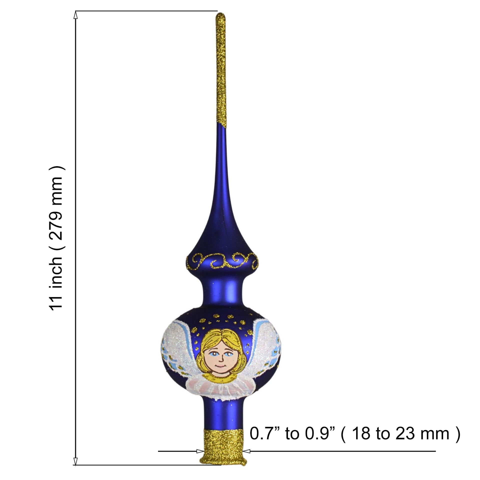Christmas Ornaments World. Angel Glass Christmas Tree Topper (blue, matte)