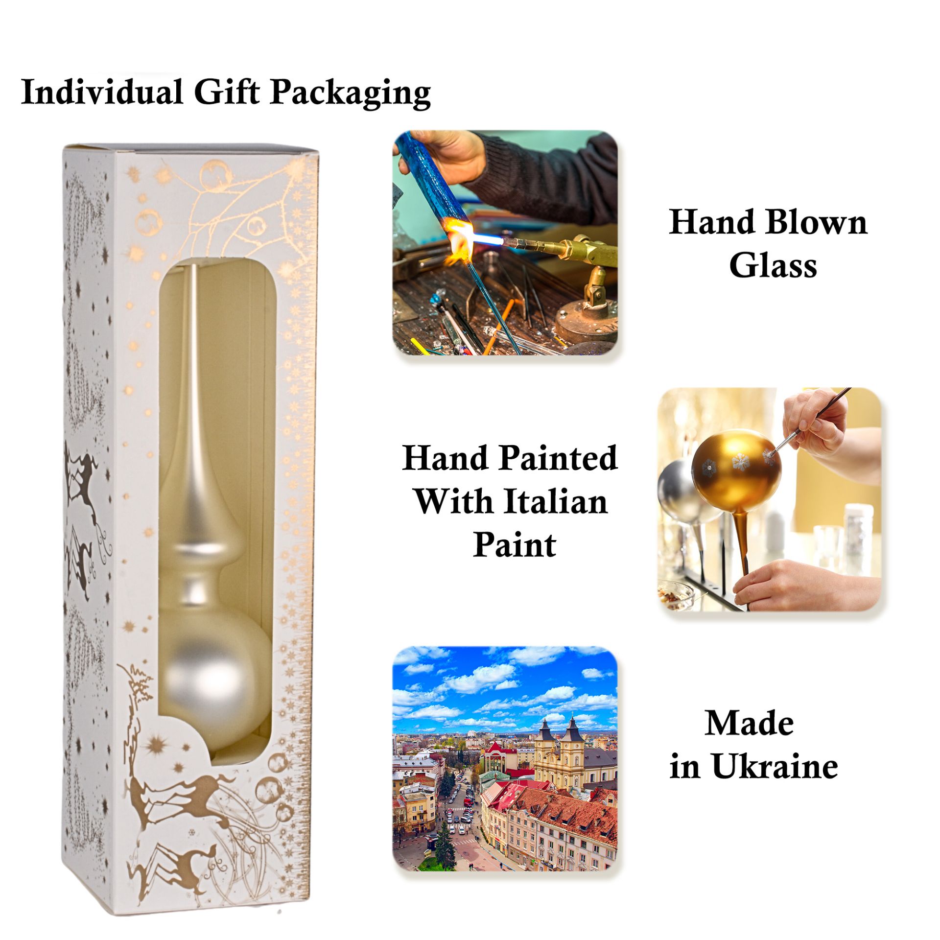 Christmas Ornaments World. Pearl White Hand Blown Glass Christmas Tree ...